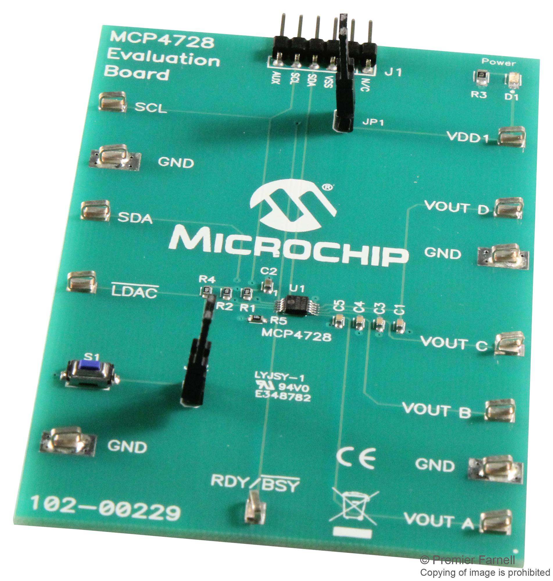 MCP4728EV - Microchip - Evaluation Board, Digital to Analog Converter ...