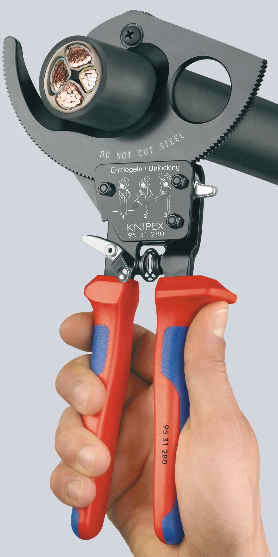 95 31 280 - Knipex - Cable Cutter, 52mm Capacity, Aluminium & Copper Cables