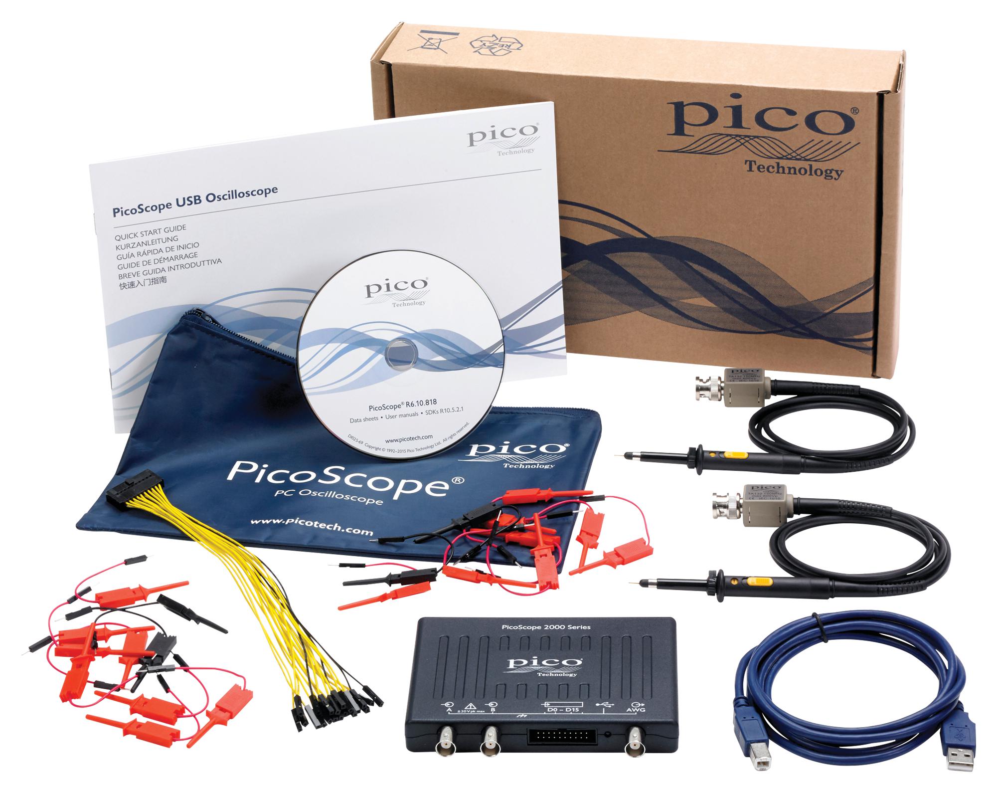 PICOSCOPE 2208B MSO - Pico Technology - PC USB Oscilloscope, PicoScope 2000 Series, 2+16 Channel