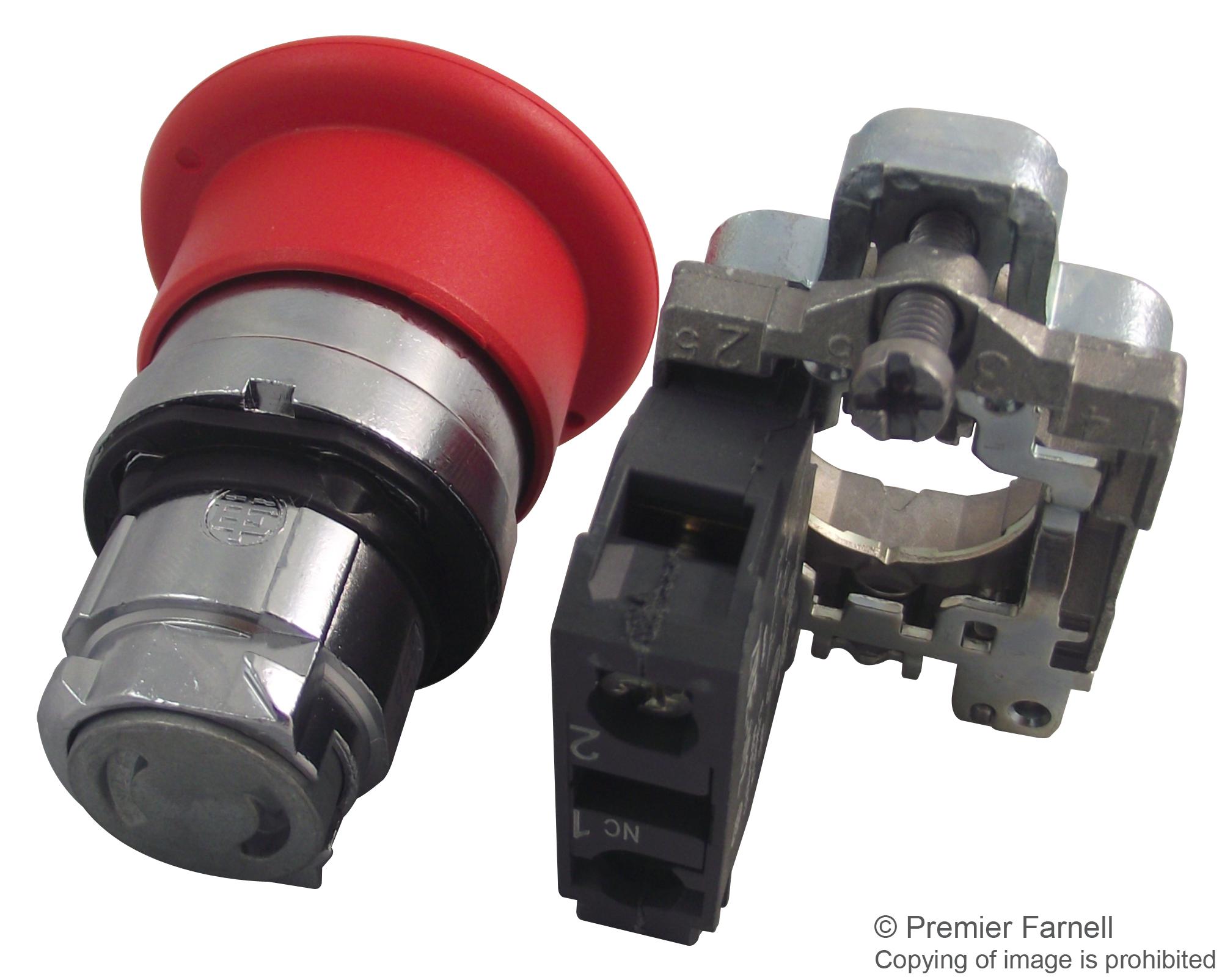 XB4BT842 - Schneider Electric - Emergency Stop Switch, SPST-NC, Push-Pull