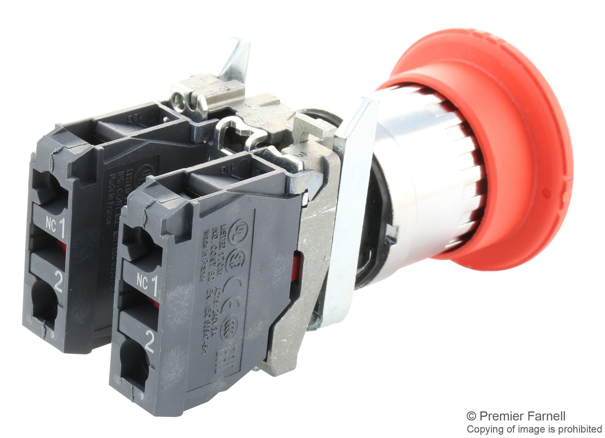 XB4BS8444 - Schneider Electric - Emergency Stop Switch, DPST-NC, Turn to Release