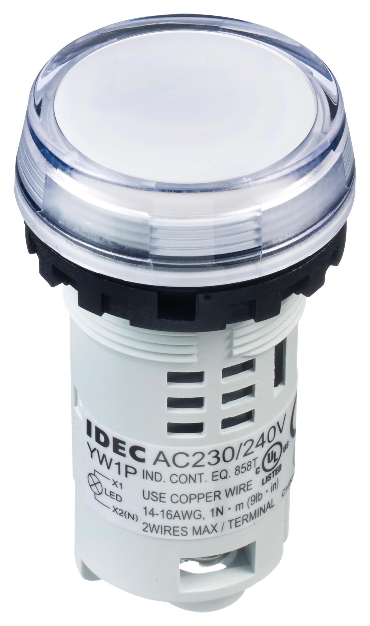 YW1P-1BUQM3PW - Idec - LED Panel Mount Indicator, White, 240 VAC