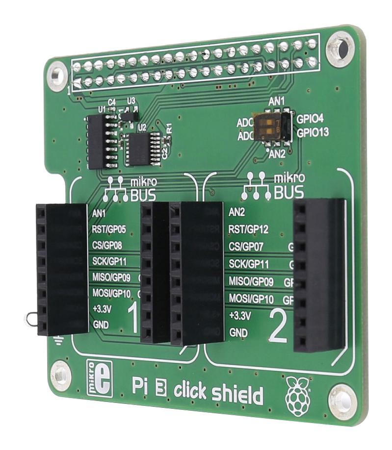 MIKROE-2756 - Mikroelektronika - Expansion Board, Pi 3 Click Shield For raspberry Pi, 2 x ...