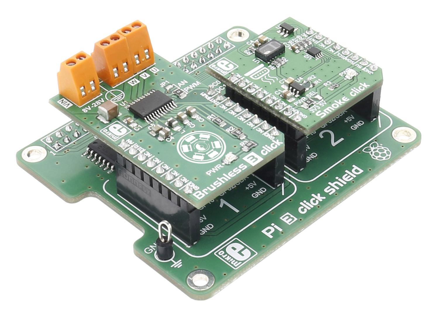 MIKROE-2756 - Mikroelektronika - Expansion Board, Pi 3 Click Shield For raspberry Pi, 2 x ...