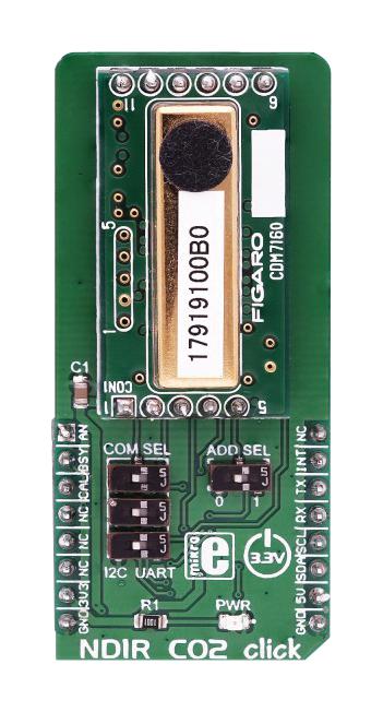 MIKROE-3134 - Mikroelektronika - Add-On Board, NDIR CO2 Click Board, Carbon Dioxide Gas Sensor