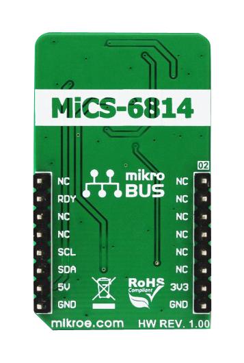 MIKROE-3056 - Mikroelektronika - Add-On Board, Air Quality (IAQ) 5 Click Board, MiCS-6814 Gas Sensor