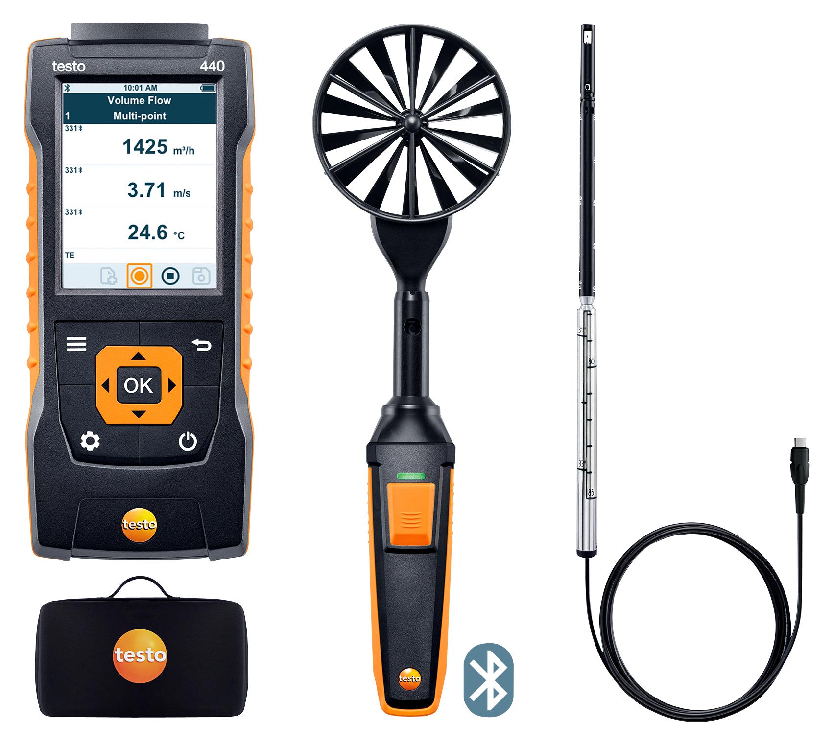 0563 4406 - Testo - Air Flow Combo Kit, 440 Air Velocity & IAQ ...