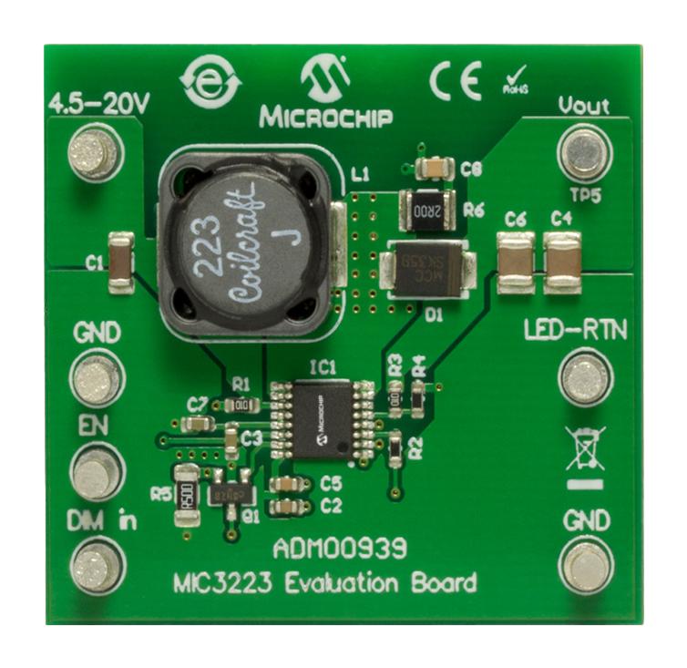 ADM00939 - Microchip - Evaluation Board, MIC3223 LED Driver, Constant Current