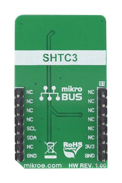 MIKROE-3331 - Mikroelektronika - Add-On Board, Temp&Hum 9 Click Board, SHTC3 Temperature ...