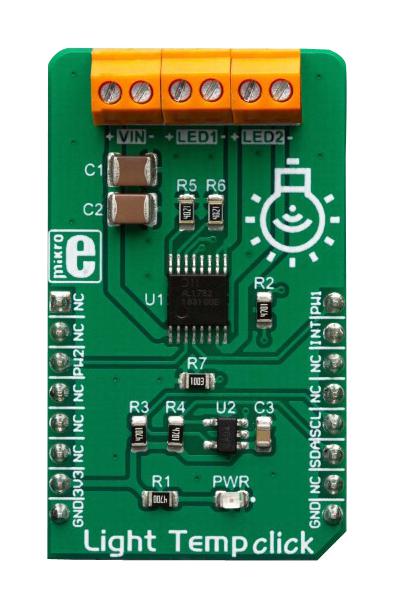 MIKROE-3399 - Mikroelektronika - Add-On Board, Light Temp Click Board, LED Driver
