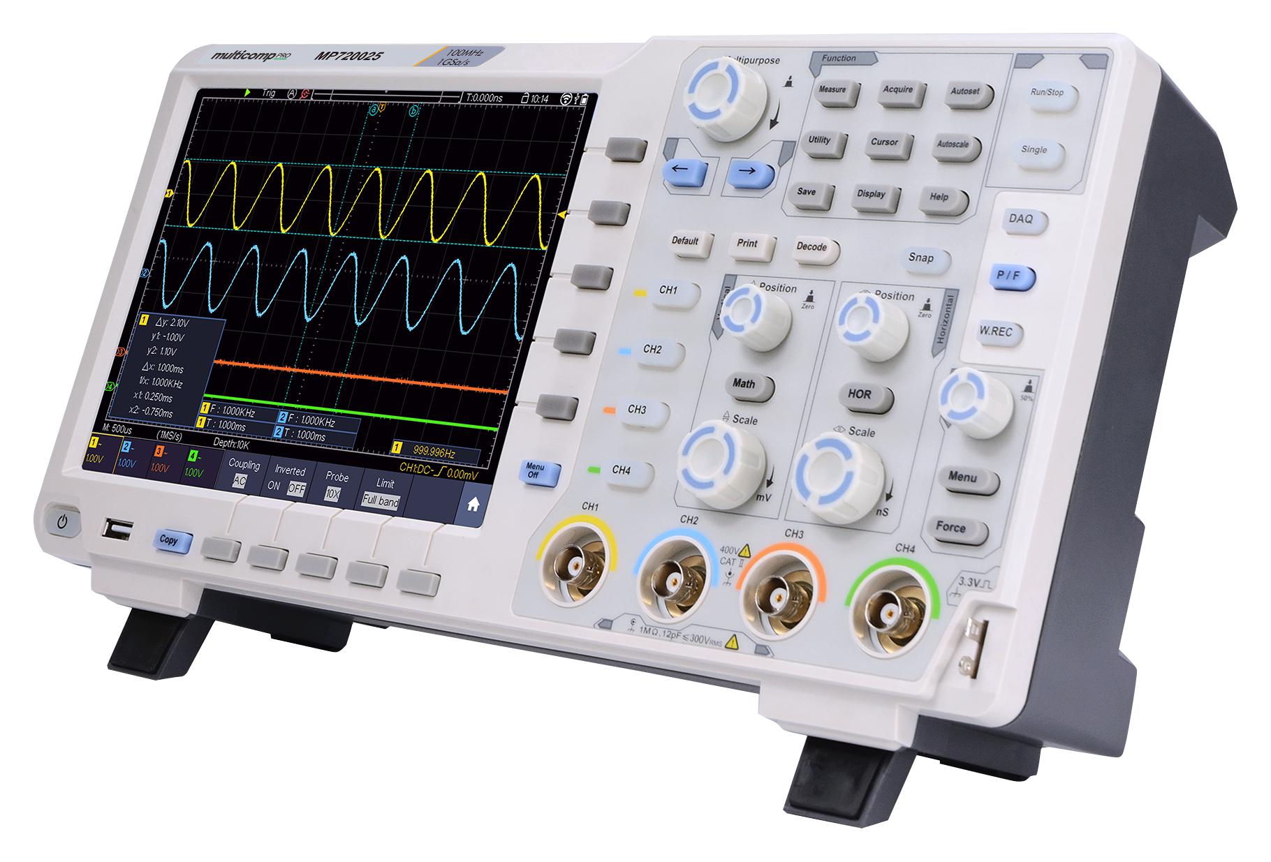 MP720025 EU-UK - Multicomp Pro - Digital Oscilloscope, Touchscreen ...