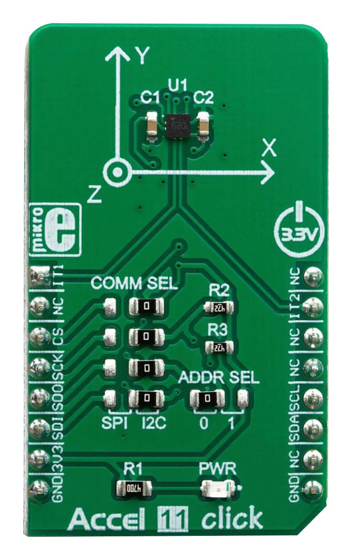 MIKROE-3440 - Mikroelektronika - Add-On Board, Accel 11 Click Board, BMA456 3-Axis Accelerometer