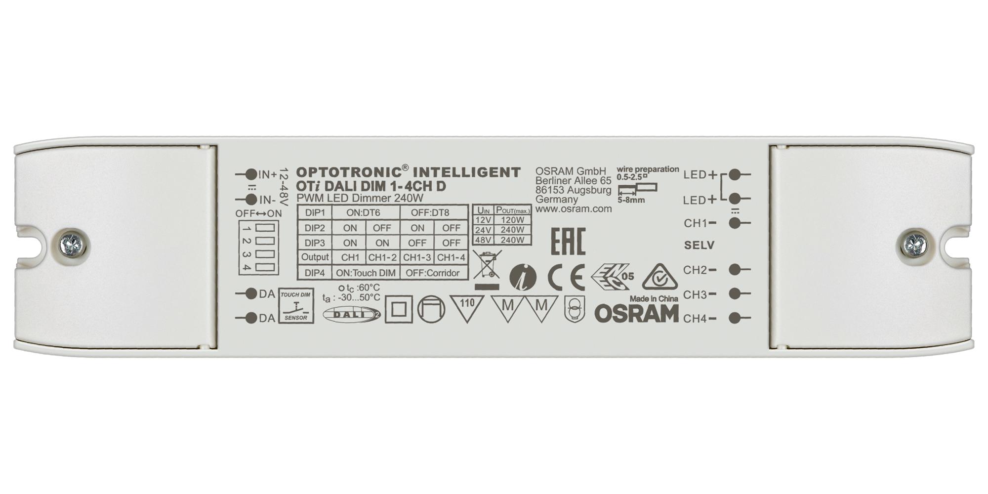 OTI-DALI-DIM-1-4CH-D - Osram - LED Driver DC/DC Converter, with DALI, LED Lighting