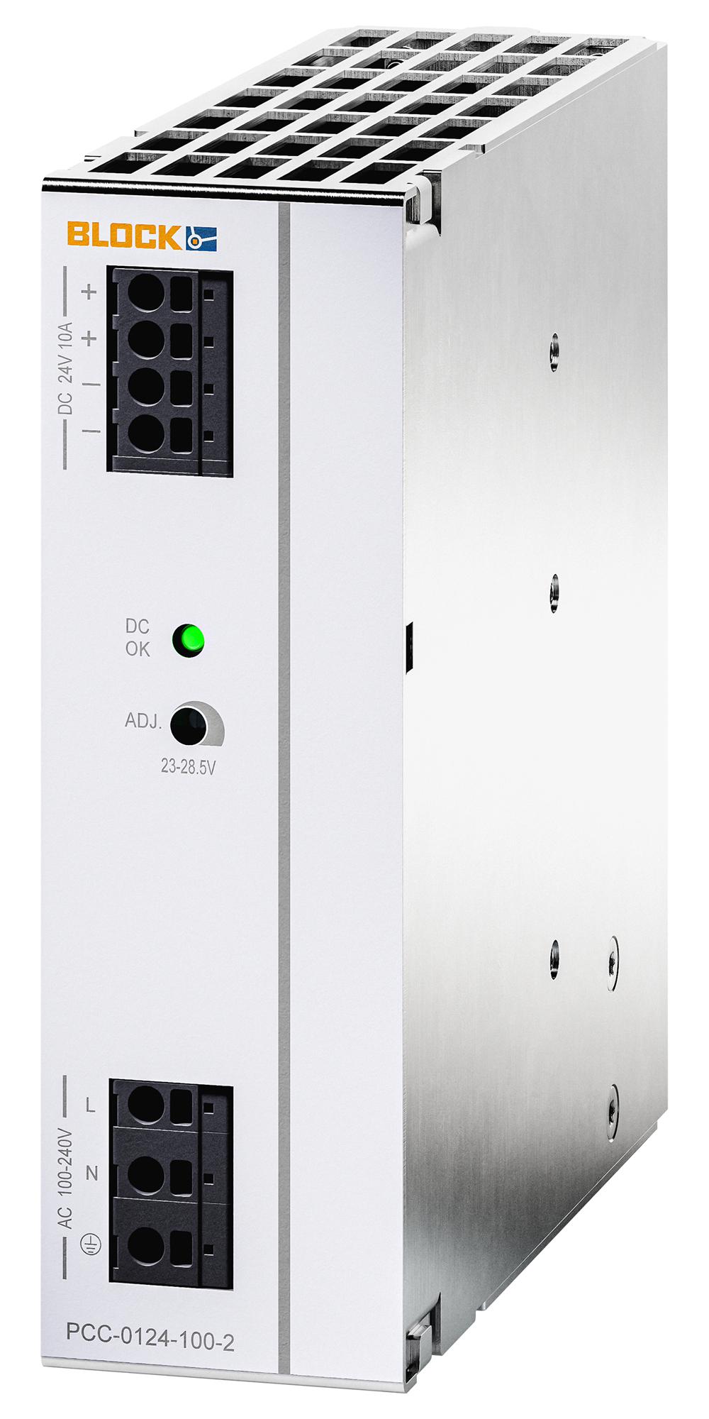 PCC-0124-100-2 - Block - AC/DC DIN Rail Power Supply (PSU), 23V to 28 ...
