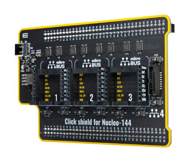 MIKROE-5487 - Mikroelektronika - Expansion Board, Click Shield Nucleo-144, STM32