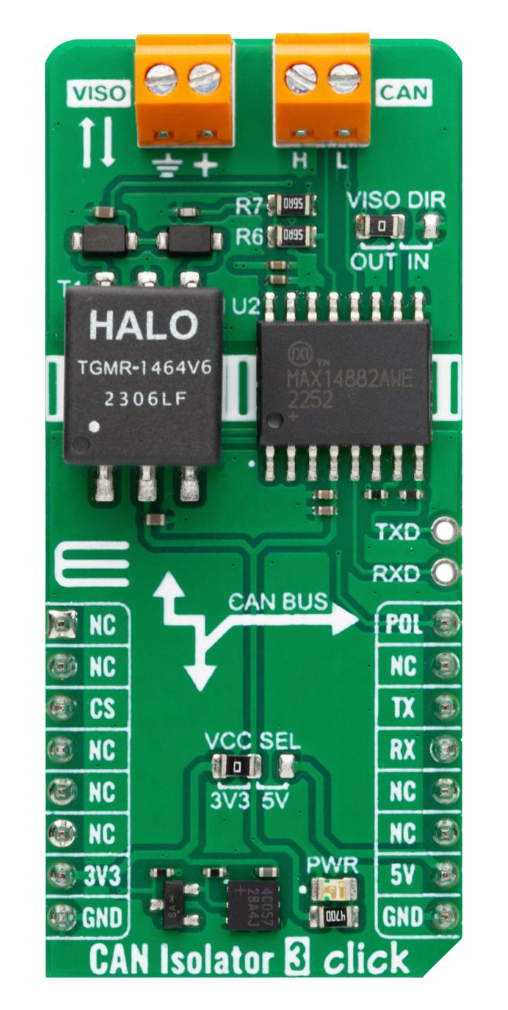 MIKROE-5785 - Mikroelektronika - Add-On Board, CAN Isolator 3 Click, 3.3V/5V in