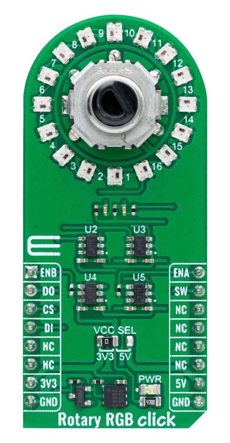 MIKROE-6067 - Mikroelektronika - Add-On Board, Rotary RGB Click, WS2812B-2020