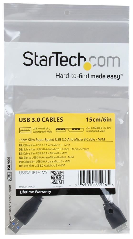 USB3AUB15CMS - Startech - USB Cable, Type A Plug to Micro Type B Plug, 150 mm