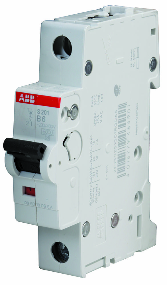 S201-B6 - Abb - Thermal Magnetic Circuit Breaker, Miniature, B Curve