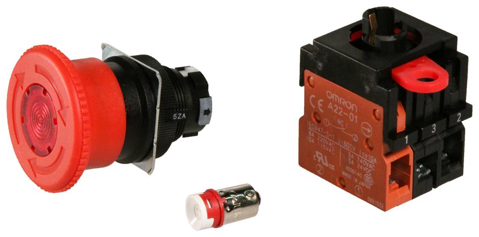 A22EL-M-24A-11 - Omron Sti - EMERGENCY STOP SWITCH, SPST-NC / SPST-NO, 24V