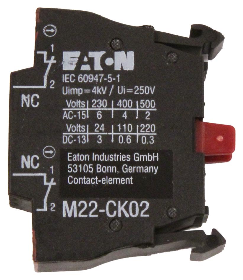 M22-CK02. - Eaton Moeller - CONTACT BLOCK, DPST-NC, SPRING CLAMP