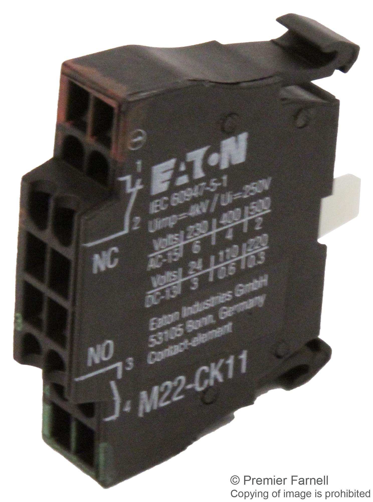 M22-CK11. - Eaton Moeller - CONTACT BLOCK, SPST-NO/NC, SPRING CLAMP