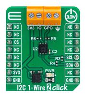 MIKROE-6058 MIKROELEKTRONIKA, Add-On Board, I2C 1-Wire 2 Click, MikroE mikroBUS Compatible ...