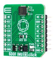 MIKROE-5999 MIKROELEKTRONIKA, Add-On Board, 6DOF IMU 23 Click, IIM-20670, Motion Tracking Device ...